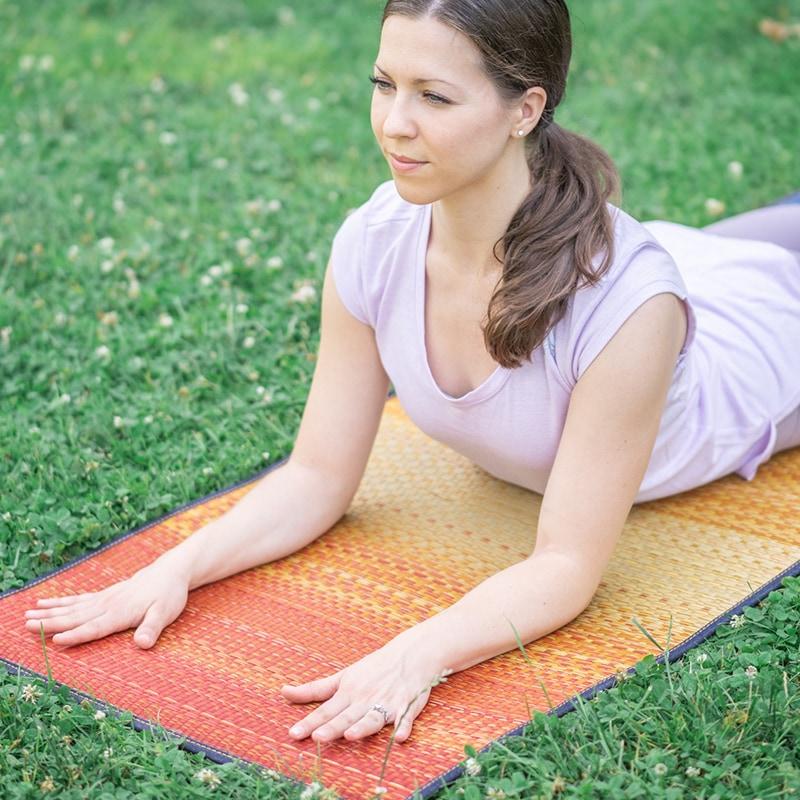 Ikehiko Yoga Mat Igusa Tatami & Kaihara Denim Rainbow Pattern 180cm – Japanese Taste