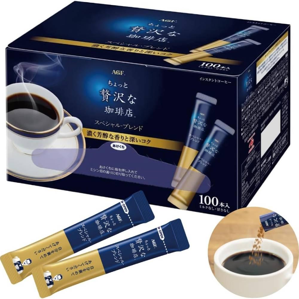 AGF Instant Black Coffee Packets Coffee Shop Blend 100 Sticks