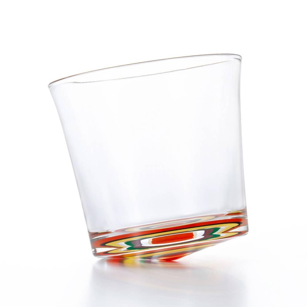 Aderia Stylish Short Glass Modern Red & Yellow Pattern 280ml – Japanese Taste