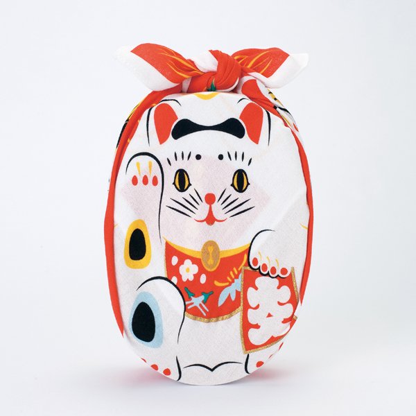 Fukukochae Furoshiki Maneki Neko Small Cotton Wrapping Cloth 48cm