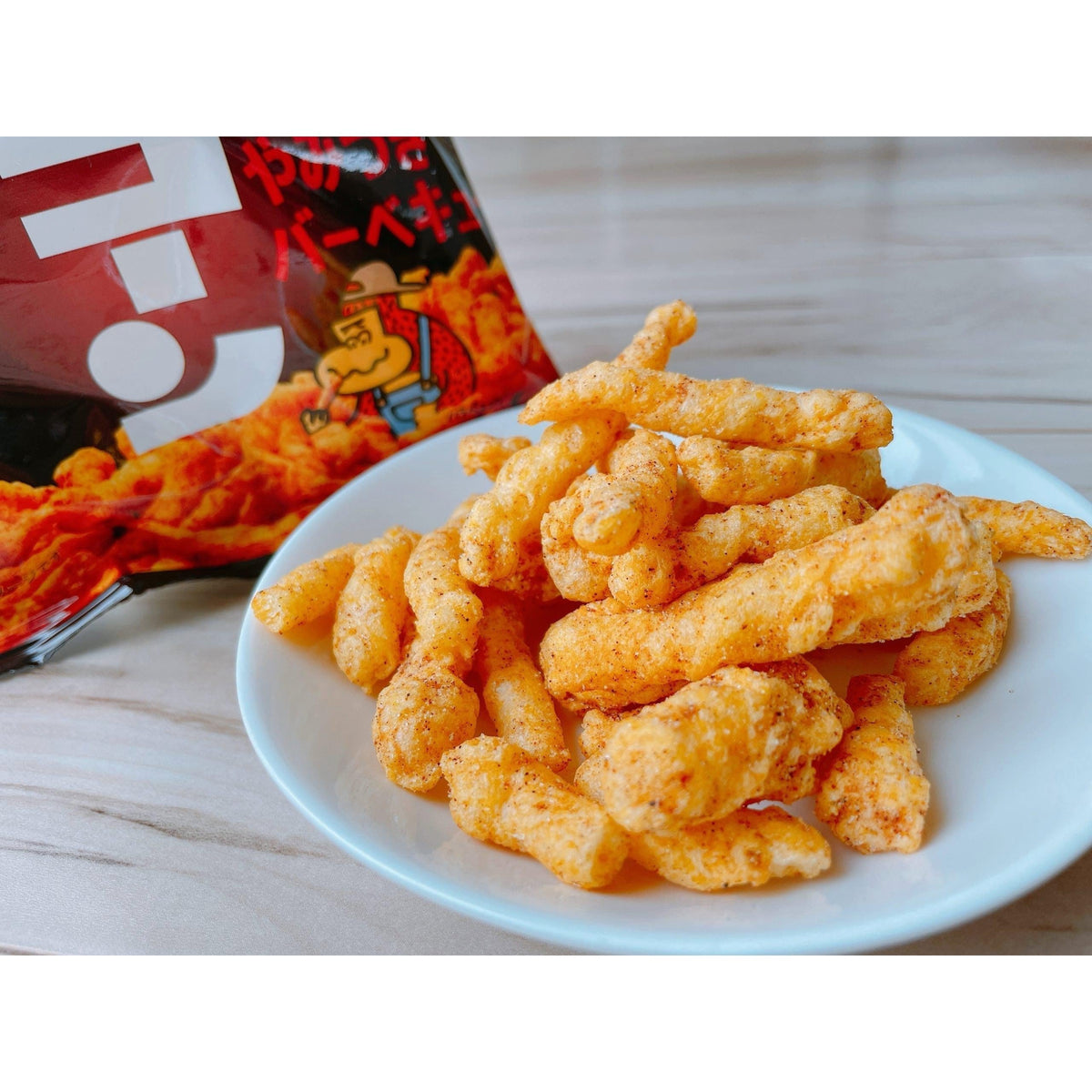 Koikeya Scorn BBQ Barbecue Corn Puffs Snack 73g (Pack of 3 Bags)