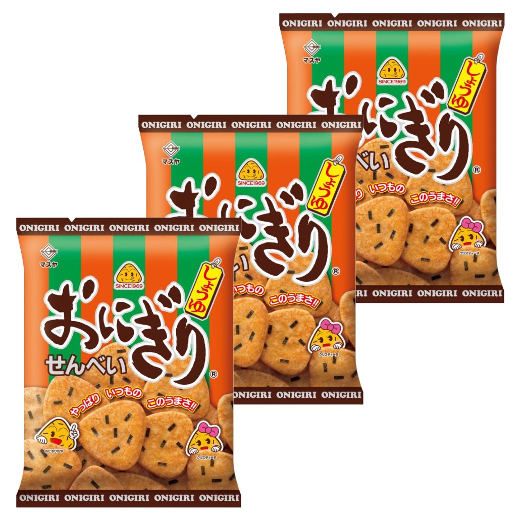 Masuya Onigiri Senbei Soy Sauce Flavored Rice Crackers (Pack of 3)