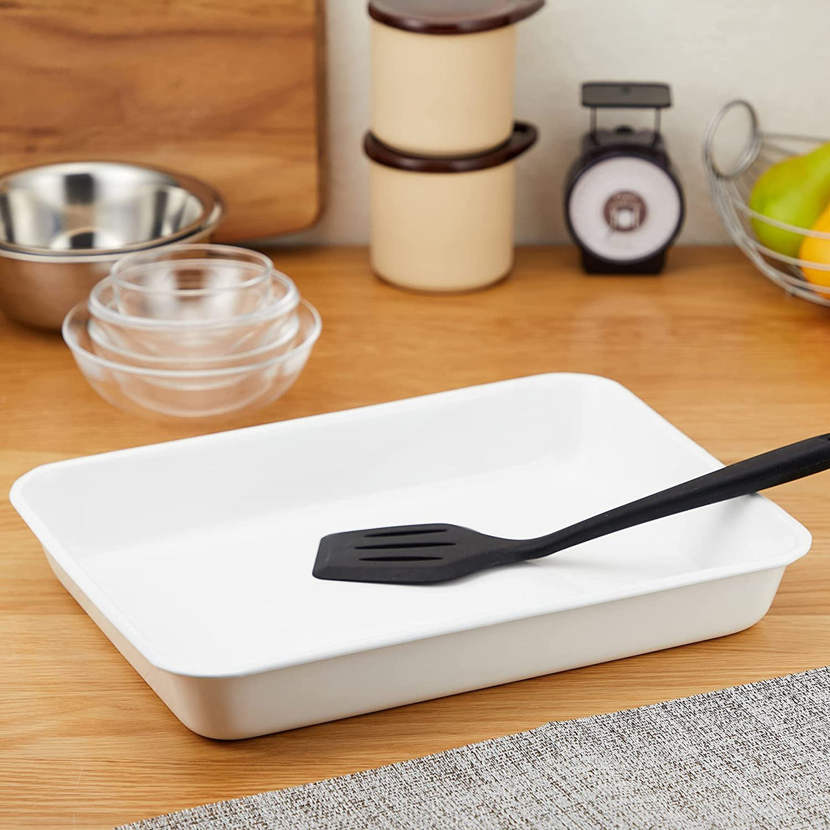Noda Horo Japan White Enamel Tray Series Minimalist Tray