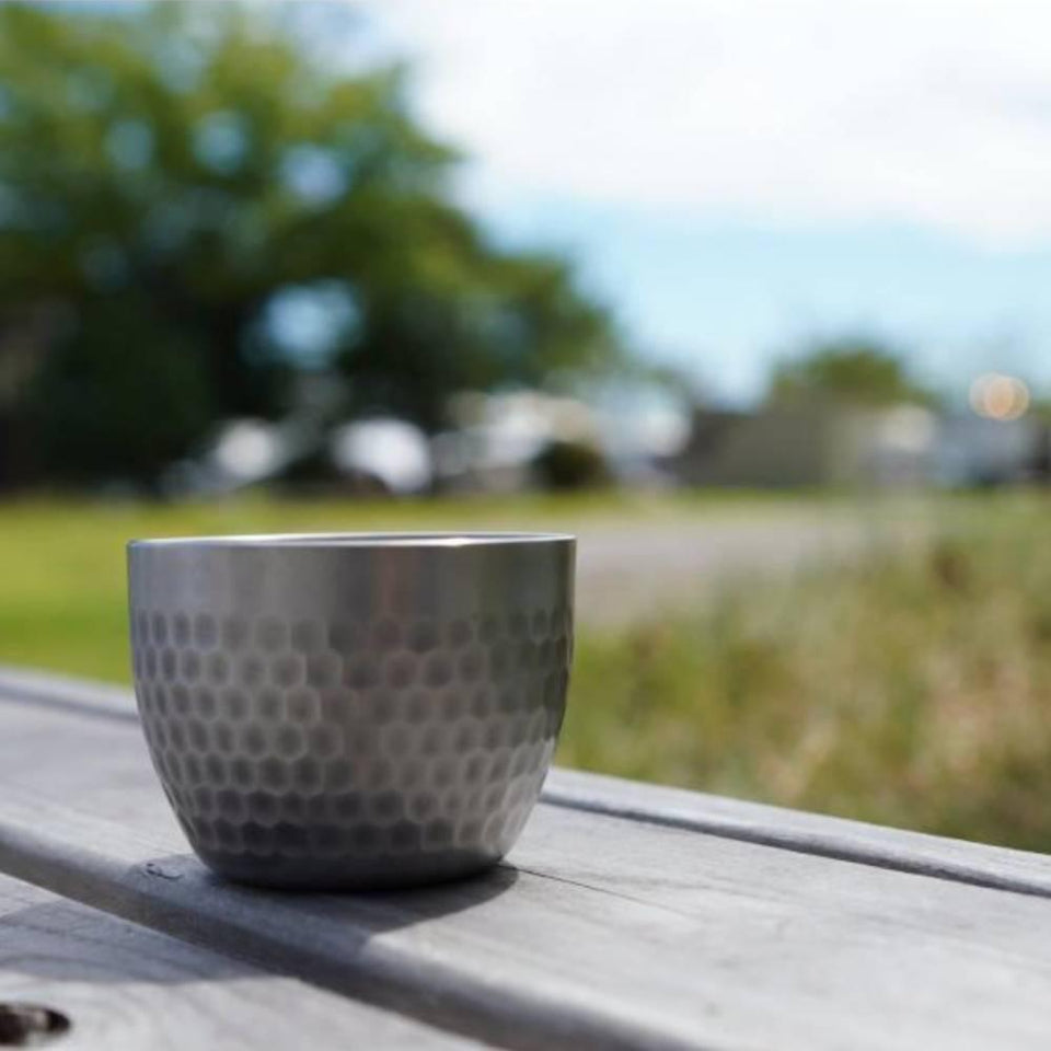 Ptygrace Titanium Hammered Sake Cup Double Wall Insulated 60ml