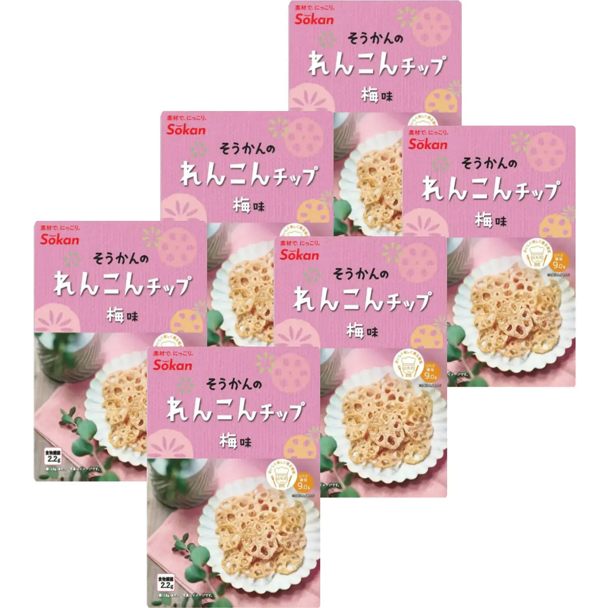 Sokan Ume Renkon Chips Japanese Plum Flavored Lotus Root Chips 18g (Pa