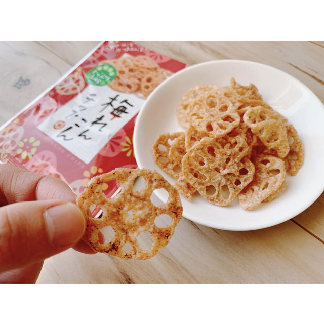 Sokan Ume Renkon Chips Japanese Plum Flavored Lotus Root Chips 18g (Pa